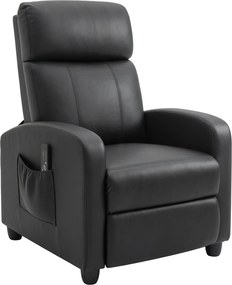 HOMCOM Masážní křeslo Relaxační křeslo TV křeslo 2bodové masážní s opěradlem, polohovací z PU pěny Černá 68 x 88 x 98 cm