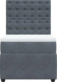 Box spring postel s matrací tmavě šedá 80 x 200 cm samet 3292203