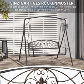Zahradní houpačka Outsunny pro 2 osoby, kovová houpačka Hollywood v bronzové barvě, 167 x 123 x 175 cm, ideální pro zahradu a terasu | Aosom.de