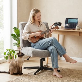 HOMCOM otočné křeslo se sametovým vzhledem, výškově nastavitelné čalouněné křeslo s ocelovou křížovou podnoží, čalouněné křeslo do obýváku a ložnice,…