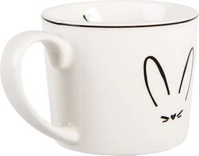 Bílý hrnek s králičími oušky a srdíčkem - 12*8*7 cm / 275 ml