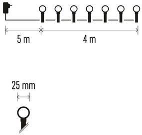 LED venkovní řetěz - kuličky 4m, teplá bílá, časovač  - EMOS - LED venkovní svítidla > LED světelné řetězy