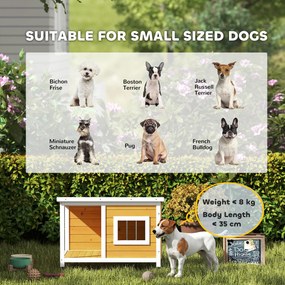 PawHut psí bouda z jedlového dřeva s terasou a odklápěcí střechou pro malé psy Indoor Outdoor Orange | Aosom.de