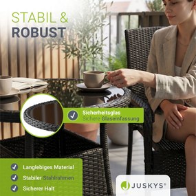 Juskys Kulatý polyratanový zahradní stůl Yoro Barva: černá, Velikost: Ø 80 cm