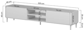 TV stolek Elivo 220 cm na nožkách - eukalyptus / dub baltic dune