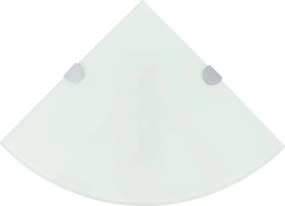 vidaXL Rohové police 2 ks s chromovými podpěrami sklo 25 x 25 cm [3051592] Barva: Bílá