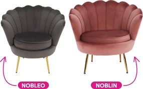 Křeslo ve stylu Art-deco, růžová Velvet látka / gold chrom-zlatý, NOBLIN