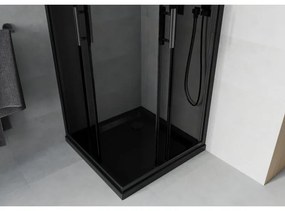 Mexen Rio, čtvercový sprchový kout 80(dveře)x80(dveře)x190 cm, 5mm šedé sklo, černý profil + černá sprchová vanička SLIM, 860-080-080-70-40-4070B
