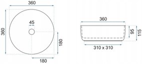 Rea Sami umyvadlo, 36 x 36 cm, bílá, REA-U1891