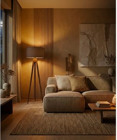 Černá/hnědá stojací lampa s textilním stínidlem (výška 153 cm) Tripod – Opviq lights