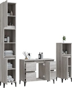 3dílný set koupelnového nábytku šedý sonoma kompozitní dřevo 3185611