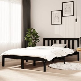 814858 vidaXL Rám postele černý masivní dřevo 120 x 190 cm malé dvojlůžko