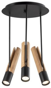 Light for home - Lustr na tyči 40908 "GLAZE WOOD", 3x35W, GU10, Černá