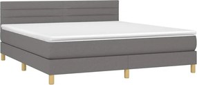 Box spring postel s matrací a LED tmavě šedá 160x200 cm textil 3133806
