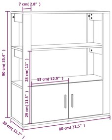 Příborník dub sonoma 80x30x90 cm kompozitní dřevo