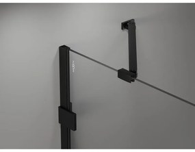 Mexen Lunar, pětiúhelníkový sprchový kout s levým sklonem 80 x 80 cm, 8mm čiré sklo, černý profil, 831-080L-080P-70-00-L