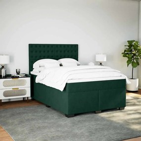 Box spring postel s matrací tmavě zelená 160x200 cm samet 3290969