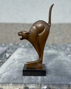Bronzová socha Kočka – art deco zvířecí figurka