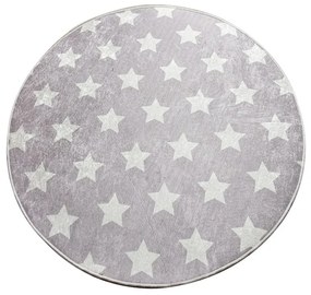 Dětský kulatý koberec Stars 140 cm šedý