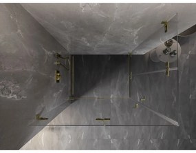 Mexen Lunar-F Duo, skládací sprchový kout 100 x 70 cm, 8mm čiré sklo, zlatý matný profil, 836-100L-070P-55-00