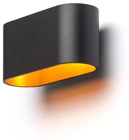 RENDL R12744 MARIO nástěnná lampa, up - down matná černá/zlatá