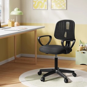 WOLTU Dětská otočná židle s područkami – ergonomická kancelářská židle, černá