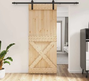vidaXL Posuvné dveře s kováním 85 x 210 cm masivní borové dřevo [3203000]