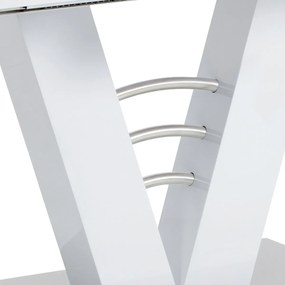 AUTRONIC Rozkládací jídelní stůl 120+40x80 cm, bílý lesk / broušený nerez
