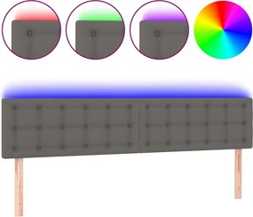 Čelo postele s LED šedé 160x5x78/88 cm umělá kůže 3121712