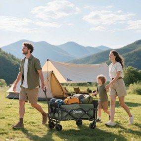 Zahradní vozík nosnost 90 kg, skládací Přepravní vozík s odnímatelnou plachtou, rukojetí, kolečky 72 litrů Zelený