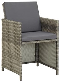 Zahradní židle 2 ks s poduškami polyratan šedé,  311907