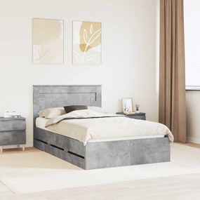 Rám postele s čelo Betonově šedá 135 x 190 cm Inženýrské dřevo 3409855