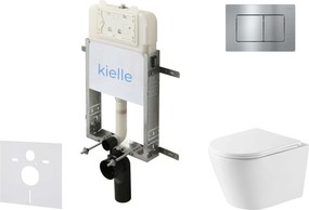 kielle Genesis New - Set předstěnové instalace, klozetu Nefia, Vortex Rimless+, sedátka softclose a tlačítka Gemini New III, lesklý chrom 30528SZ53