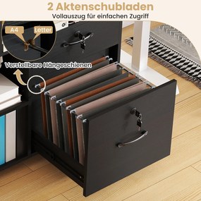 Costway Pojízdný kontejner s 4 zásuvkami, mobilní kartotéka, uzamykatelný