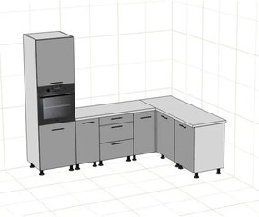 Rohová kuchyně Brick pravý roh 300x182 cm (černá lesk/craft)