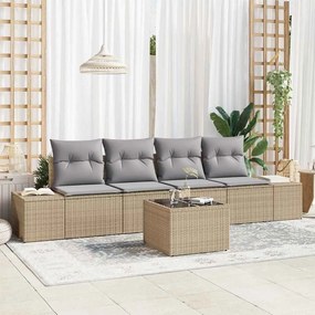 Set pohovek 5 ks Béžová a Světle šedá polyratan 3346930