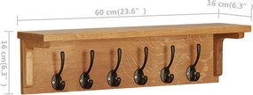 Věšák na kabáty 60 x 16 x 16 cm masivní dubové dřevo 289191