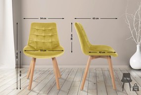 Sada 2 ks židle Brook samet – žlutá