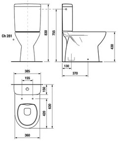 Jika Lyra Plus WC kombi s nádržkou, Rimless, bílá H8273870002801