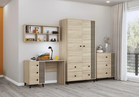 IDZ Šatní skříň FOX 4S2D 06, 104 cm Dub Sonoma/Černá