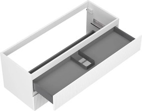 Mexen Rivel, koupelnová skříňka pod umyvadlo 120 cm, 2 zásuvky, drážkovaná, bílá matná, 91A20-12047-2-BFF01