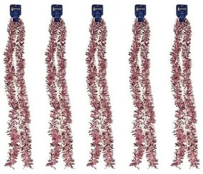 Sada vánočních řetězů 7 x 200 cm, 5 ks, růžová