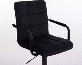 LuxuryForm DESIGN Barová židle VERONA BLACK VELUR na černé hranaté podstavě - černá