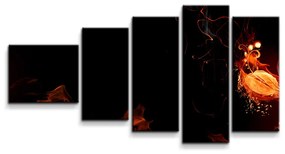 Sablio Obraz - 5-dílný Červený oheň - 100x60 cm