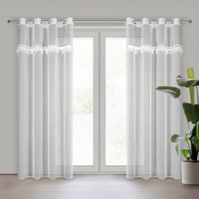 ZÁCLONA NA KROUŽCÍCH KIARA 140X250 CM BÍLÁ