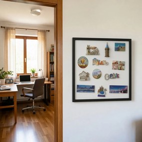 Toptabule.sk  Bílá tabule na magnetky v černém dřevěném rámu COLOR 120x90 cm
