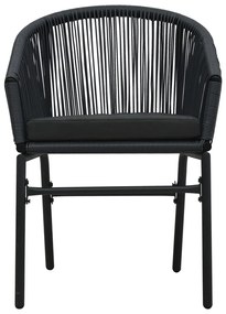 Zahradní židle Koen - 2 ks - PVC ratan | černé