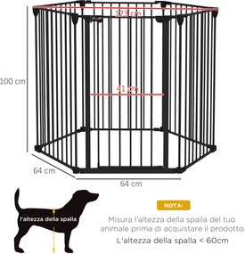 Skládací brána PawHut pro střední a velké psy s dvojitým zámkem, 6-panelová konstrukce ze železa a plastu, vnitřní bezpečnostní brána, 123x102x100 cm…