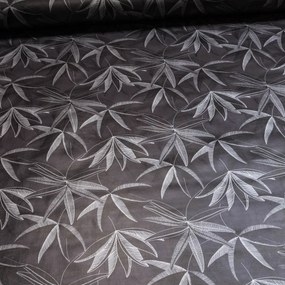 Ubrus PVC s textilním podkladem 3J7/01 šedé listy na antracitové, š.140cm (metráž)