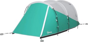 Tunneltent Outsunny, Stan pro 5 lidí, Rodinný stan se 2 pokoji, Taška na přenášení, 3000 mm voděodolný skupinový stan, pro zahradu, kemp, zelený | Aos